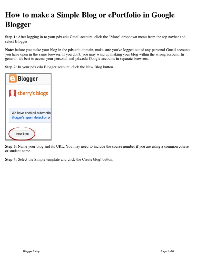Blogger Setup | PDF | Blog | Web 2.0