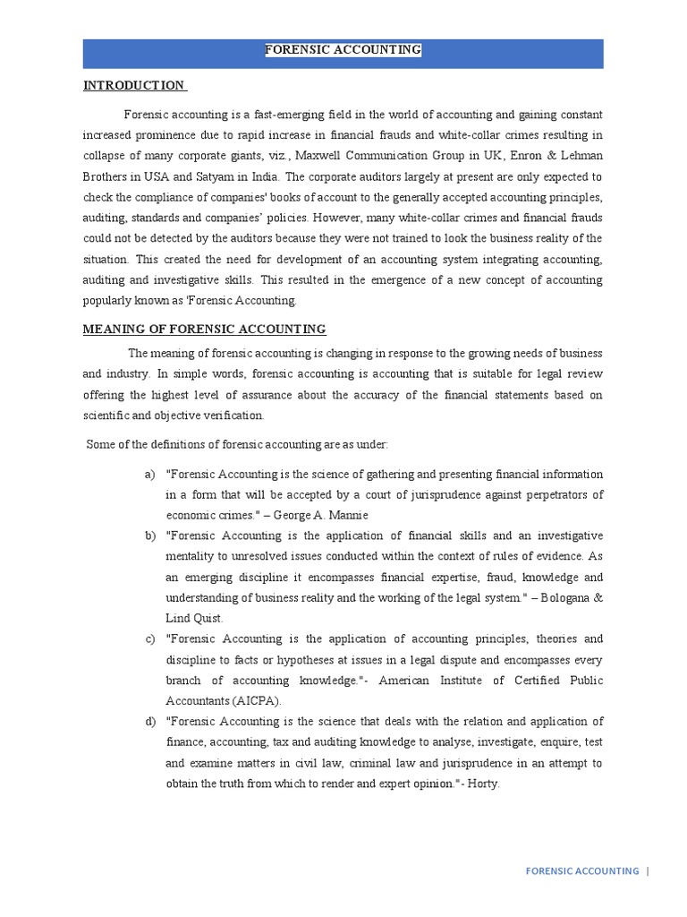 Forensic Accounting | PDF | Accounting | Audit