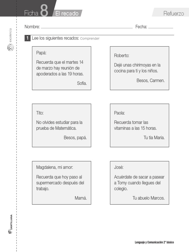 Ficha 8 El Recado | PDF