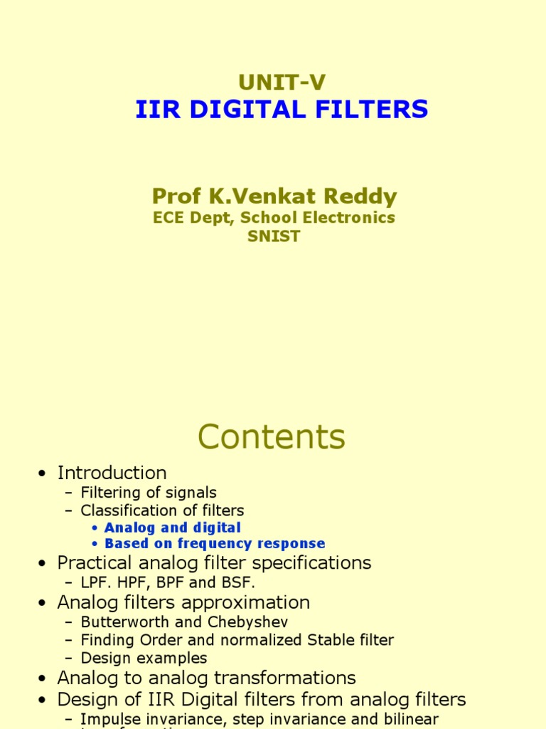 Iir Digital Filters: Unit-V | PDF | Digital Signal Processing ...