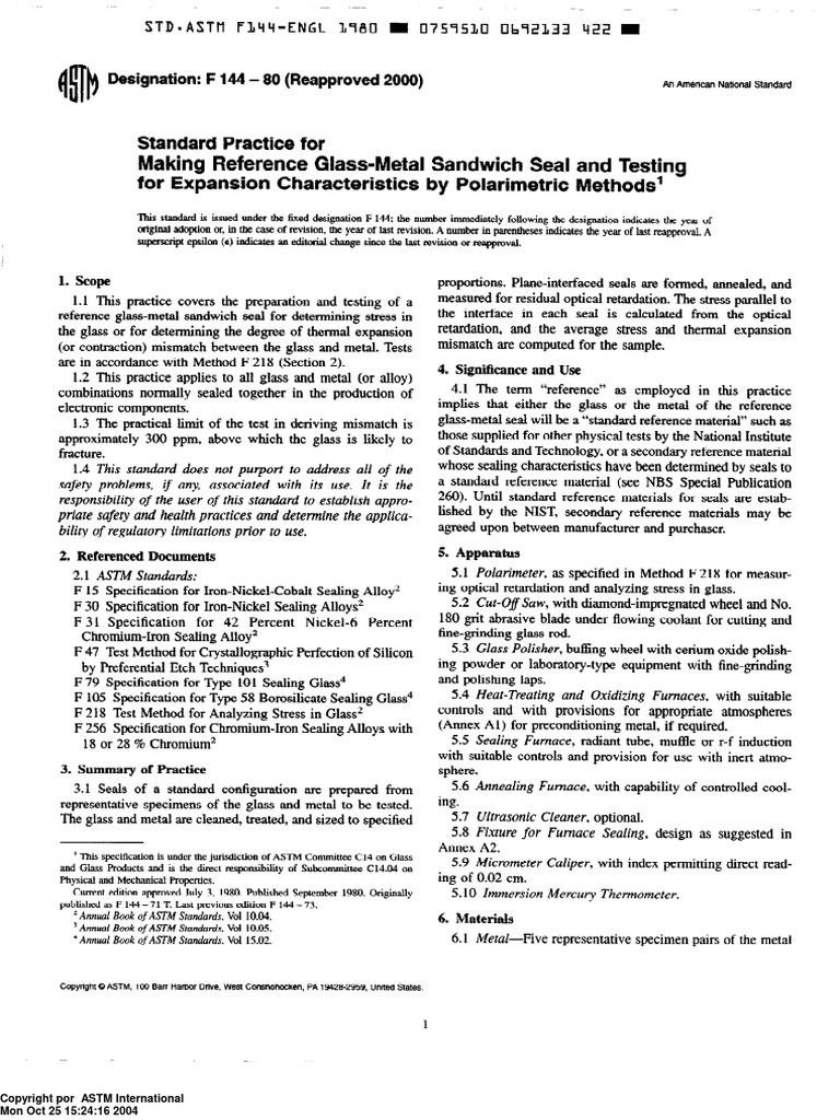 Astm F 144 1980 R 2000 | PDF