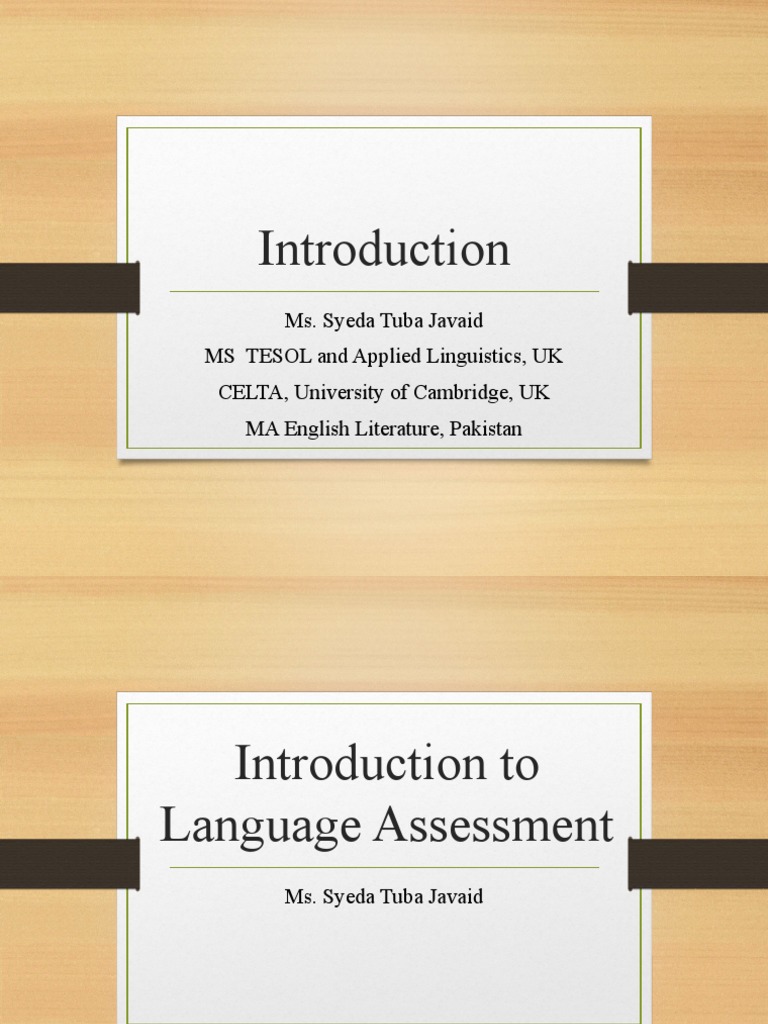 Lecture 1 - Introduction To Language Assessment | PDF | Educational ...