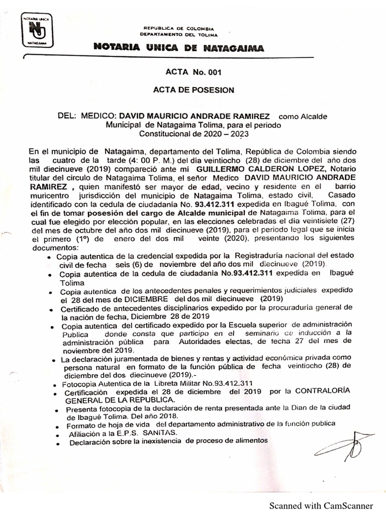 Acta de Posesion Del Alcalde | PDF