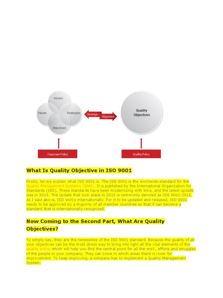 Quality Policy and Objectives | PDF | Iso 9000 | Performance Indicator