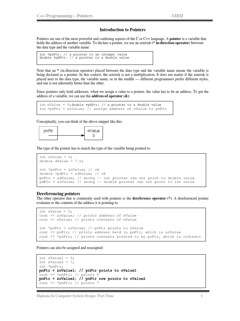 Pointers | PDF | Pointer (Computer Programming) | Integer (Computer Science)