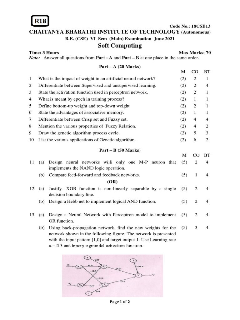 Soft Computing 18CSE13 - 21-6-21 | PDF | Applied Mathematics | Cybernetics