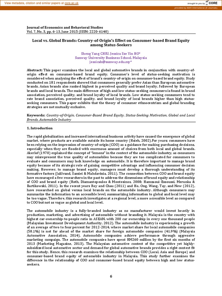 Local vs. Global Brands: Country-of-Origin's Effect On Consumer-Based ...