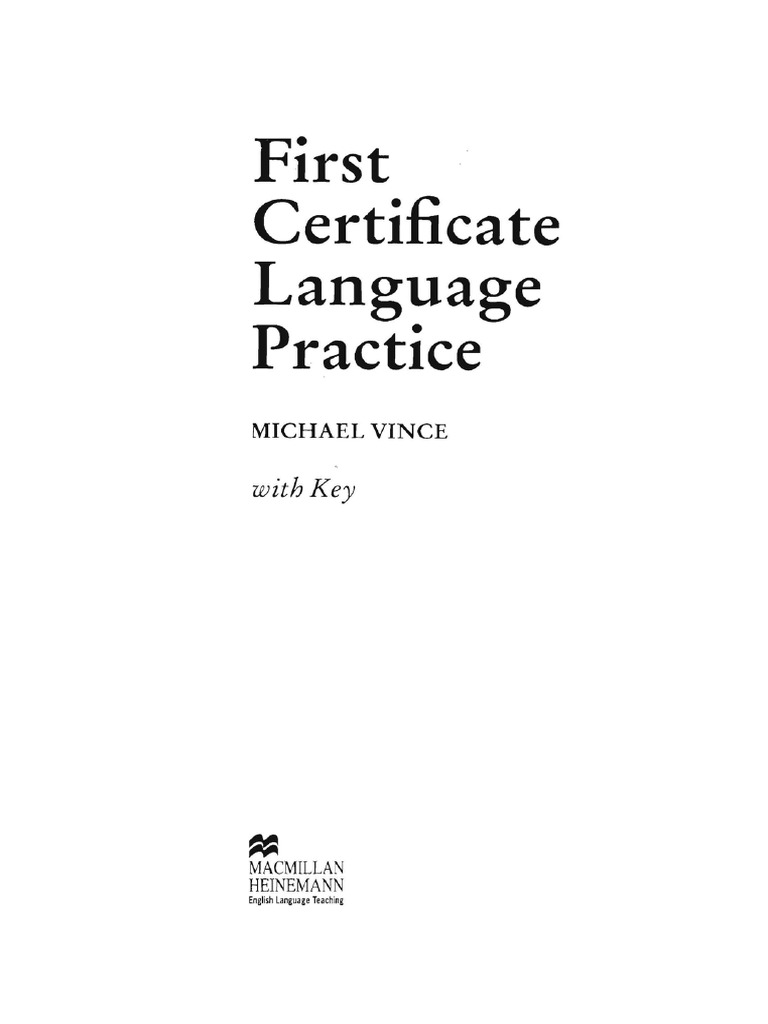 Vince Michael First Certificate Language Practice With Key | PDF