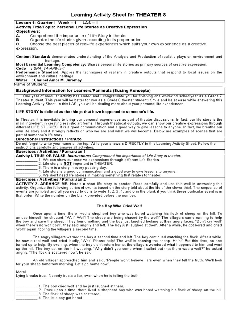 Personal Life Stories as a Source of Creative Expression | PDF ...