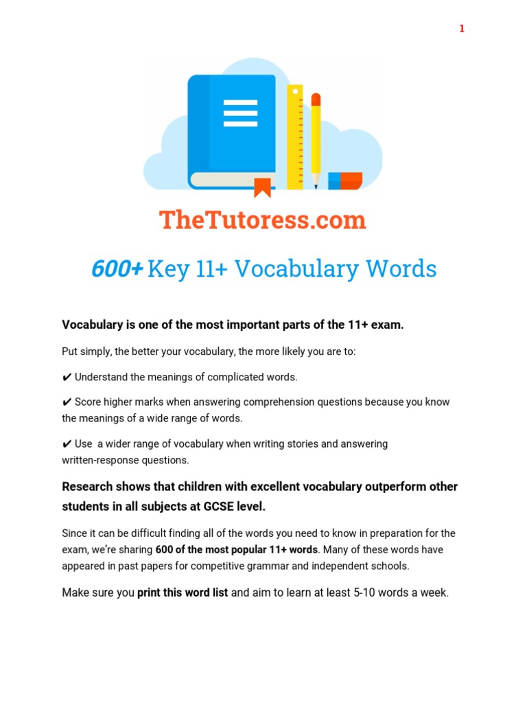 11++Vocabulary+Word+List Tutor | PDF