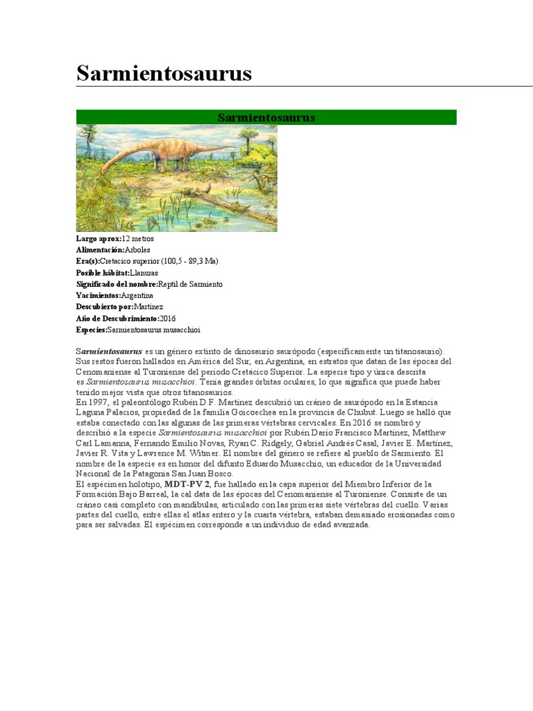 Sarmientosaurus y Carnotaurus: Dinosaurios Argentinos | PDF ...