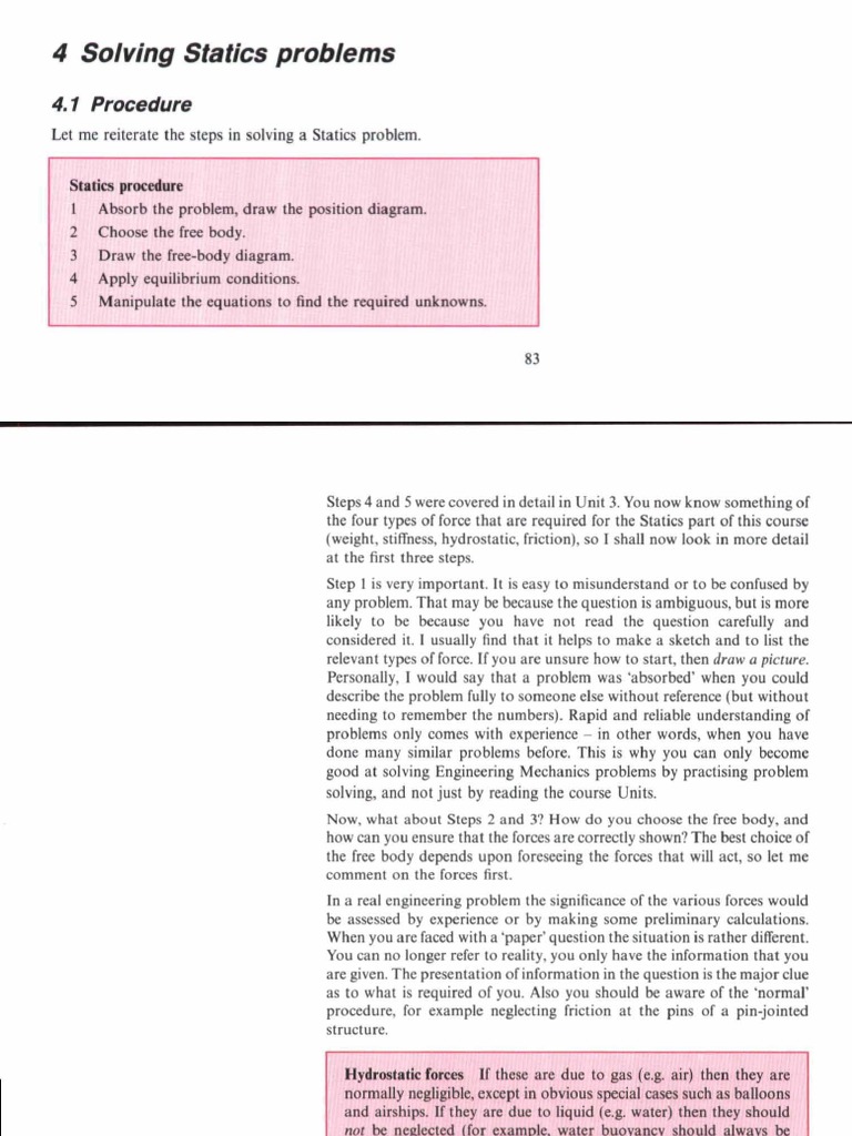 Steps to Solve Statics Problems | PDF | Buoyancy | Force