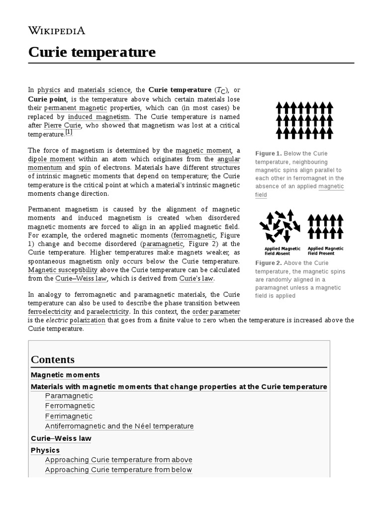 Curie Temperature: Curie Point, Is The Temperature Above Which Certain ...
