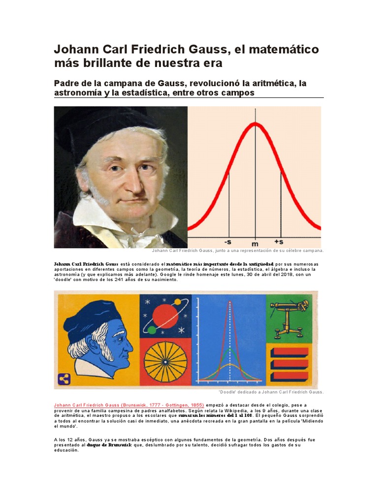 Johann Carl Friedrich Gauss | PDF | Science | Matemáticas