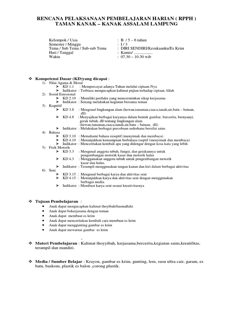 Contoh RPPH | PDF