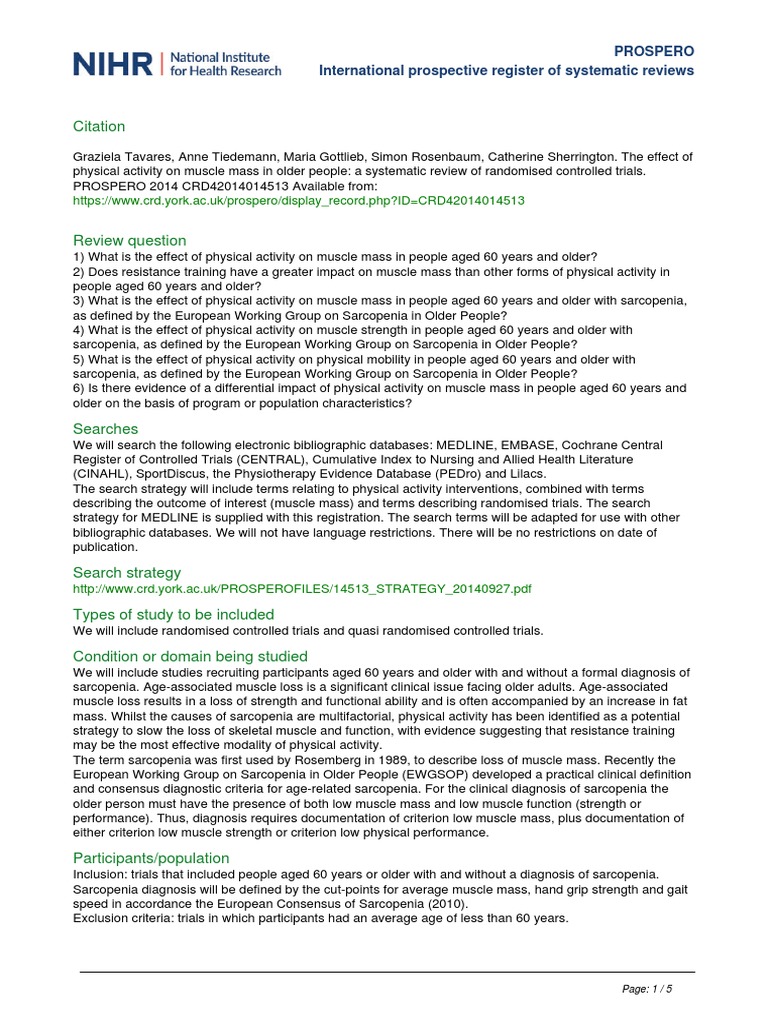 Citation: Prospero International Prospective Register of Systematic ...