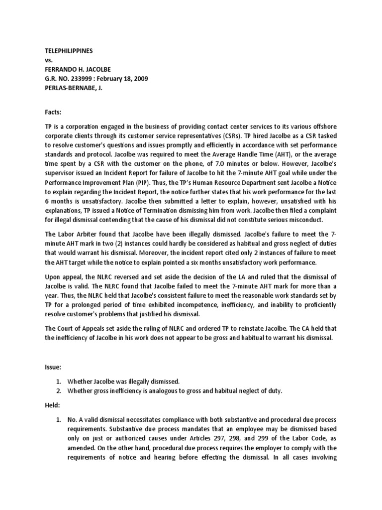Case#5 Telephilippines vs. Jacolbe | PDF | Burden Of Proof (Law ...