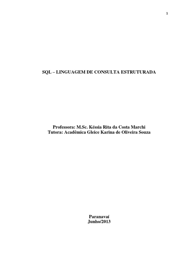 Linguagem SQL | PDF | SQL | Bancos de dados