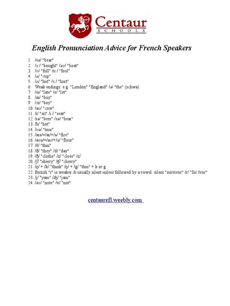 Centaurs Pronunciation For French Speakers | PDF