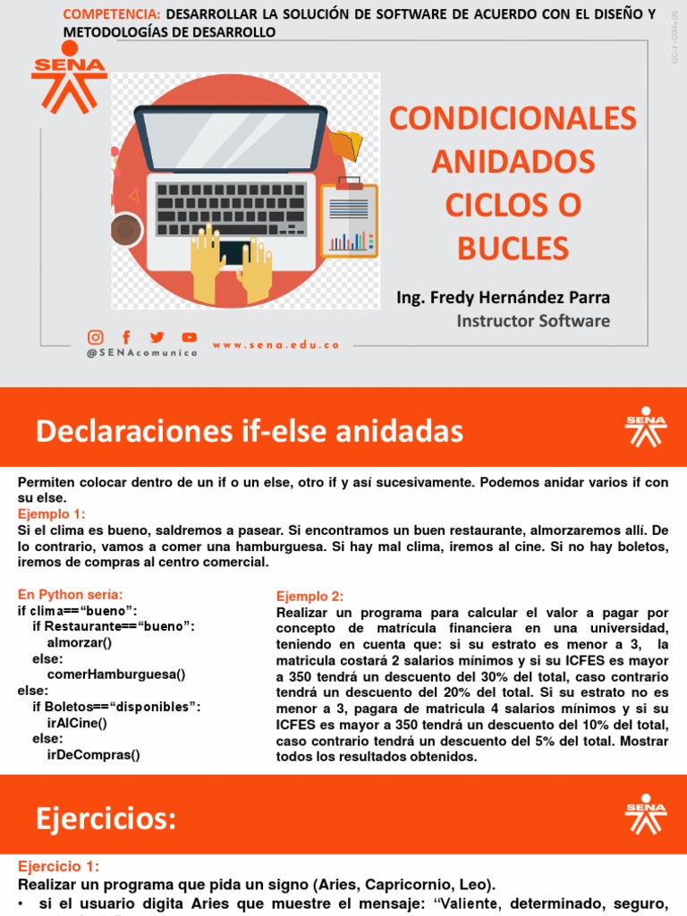 Presentación 6 - Condicionales Anidados - Ciclos | PDF | Algoritmos | Flujo de control