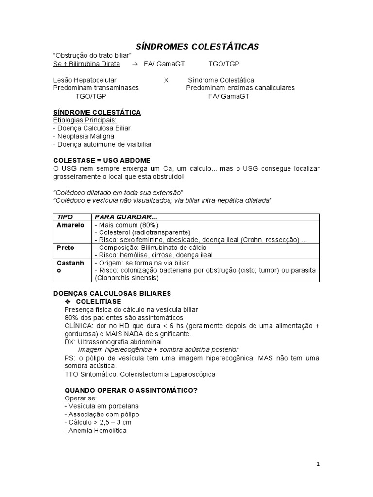 Síndromes Colestáticas | Download grátis PDF | Bile | Doenças e distúrbios