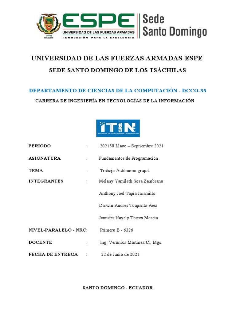 T3 Grupo#6 Proyecto Informe | PDF | Programación | Programa de computadora