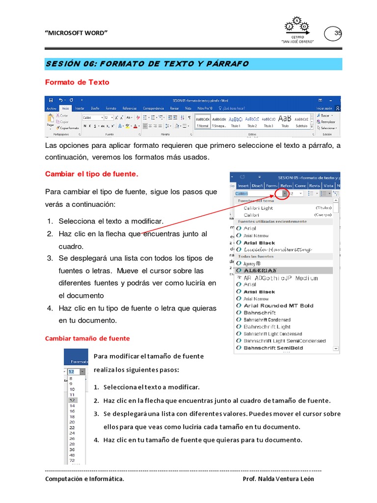SESION 06 - Formato de Texto y Párrafo | PDF | Microsoft Word | Informática