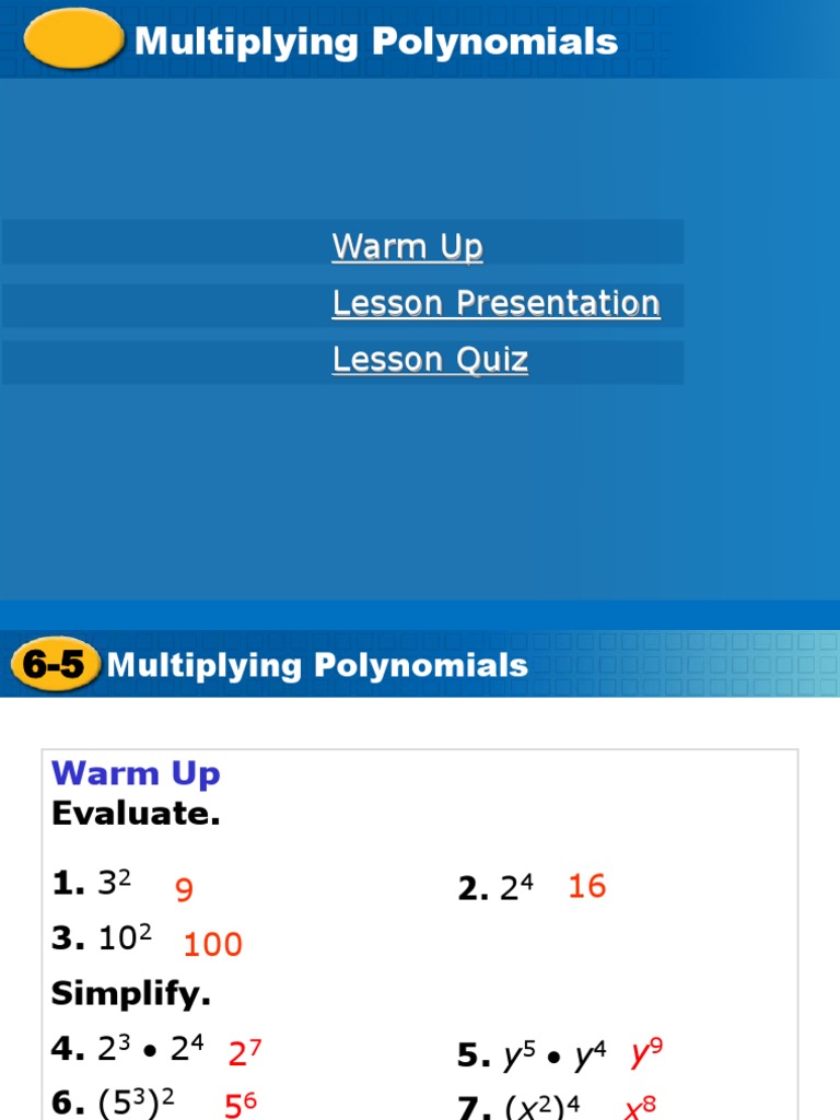 Multiplying Polynomials in Algebra 1 | PDF | Area | Polynomial