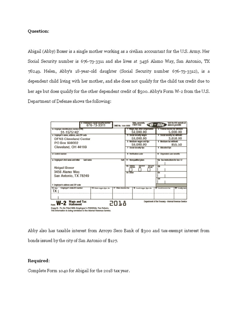 2018 Tax Form 1040 for Abigail Boxer | PDF | Social Science