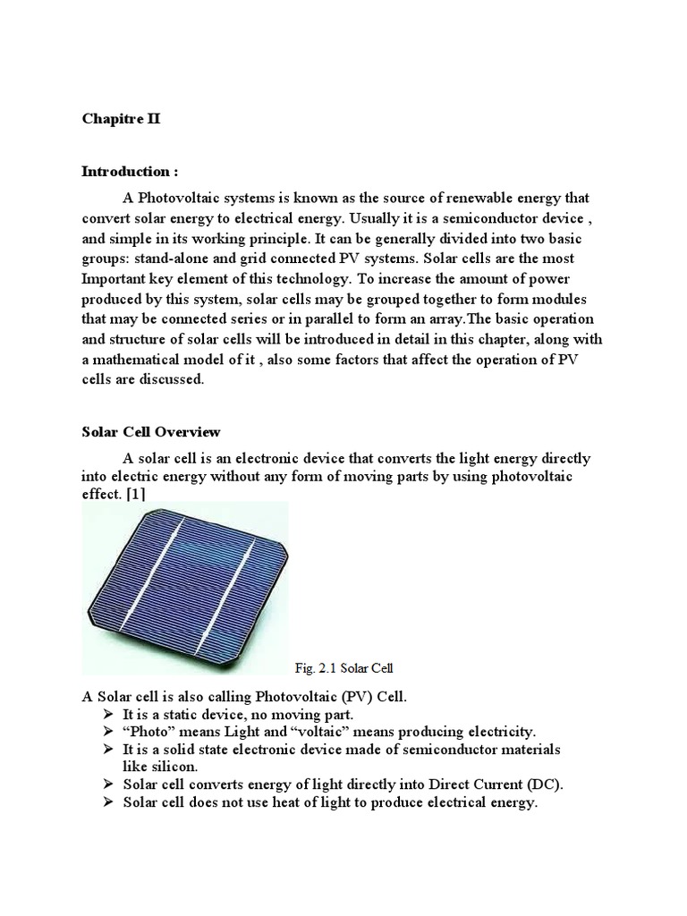 Chapitre II | Download Free PDF | Photovoltaics | Solar Cell
