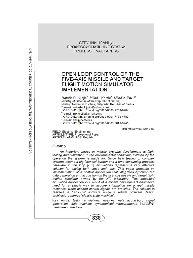 Open Loop Control of The Five Axis Missile and Target Flight Motion ...