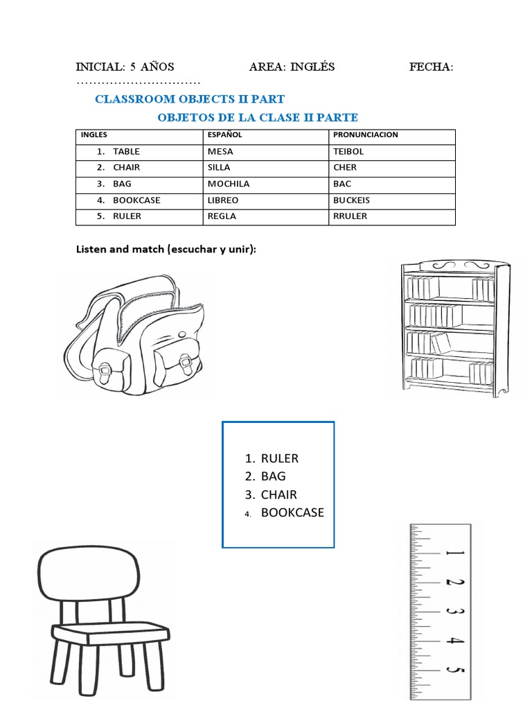 Classroom Objects Part II: A Bilingual List with Audio Practice | PDF