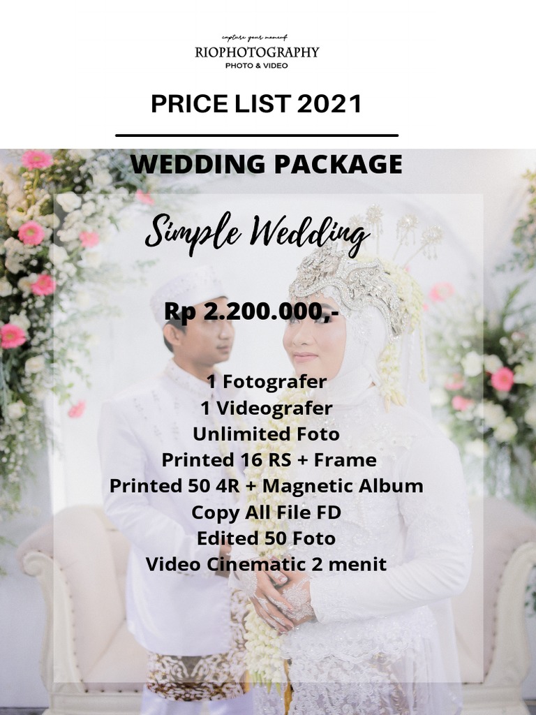 Simple Wedding: Price List 2021 Wedding Package | PDF