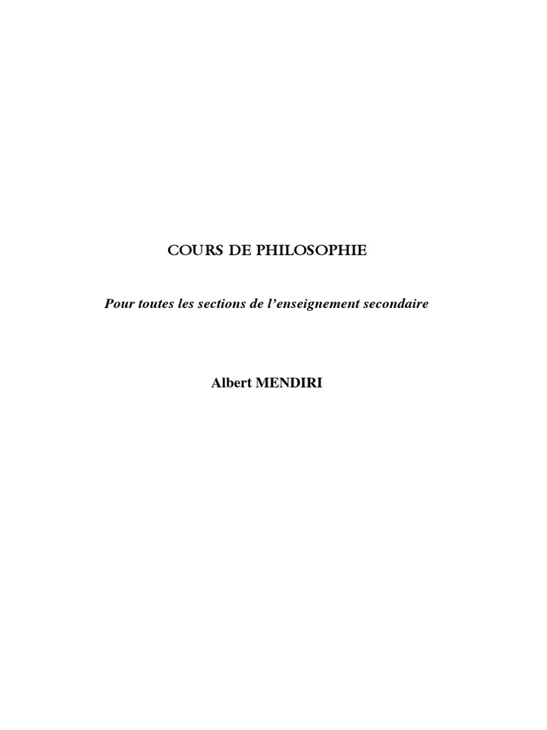 Cours de Philosophie | PDF | Conscience | Raison