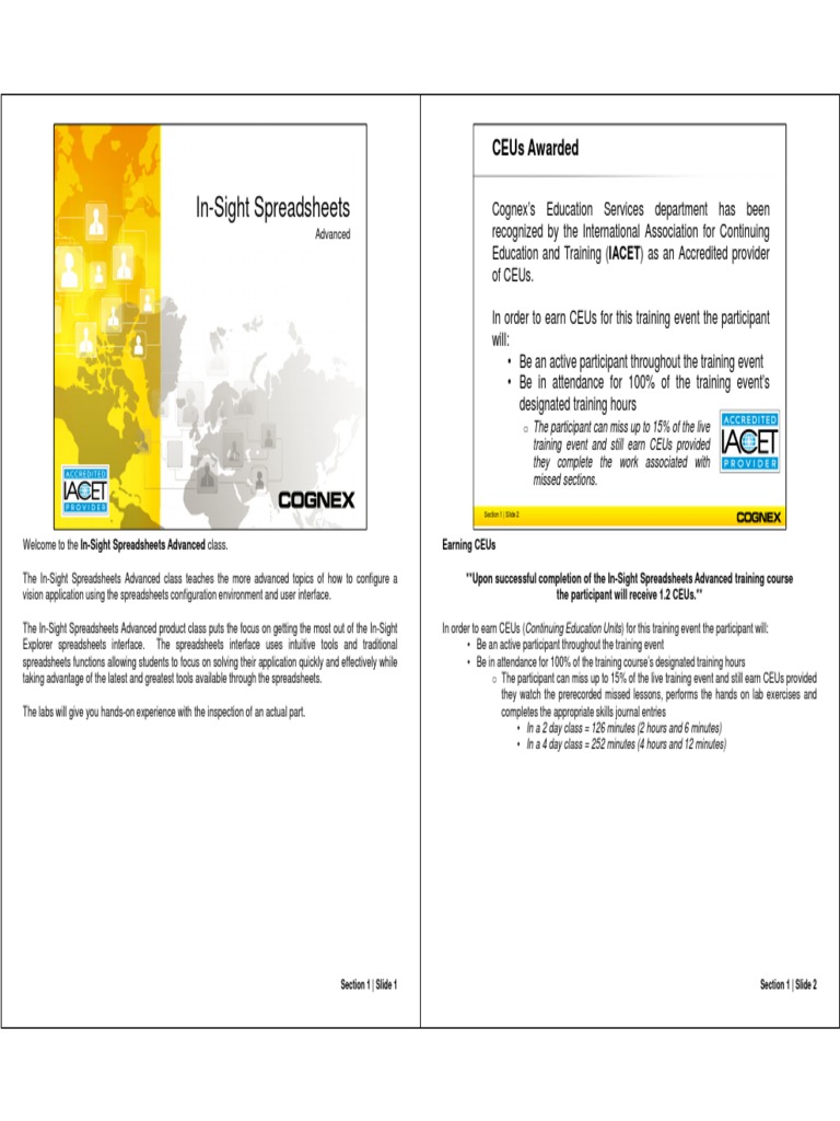 In-Sight Spreadsheets: Ceus Awarded | PDF | Parameter (Computer Programming) | Spreadsheet