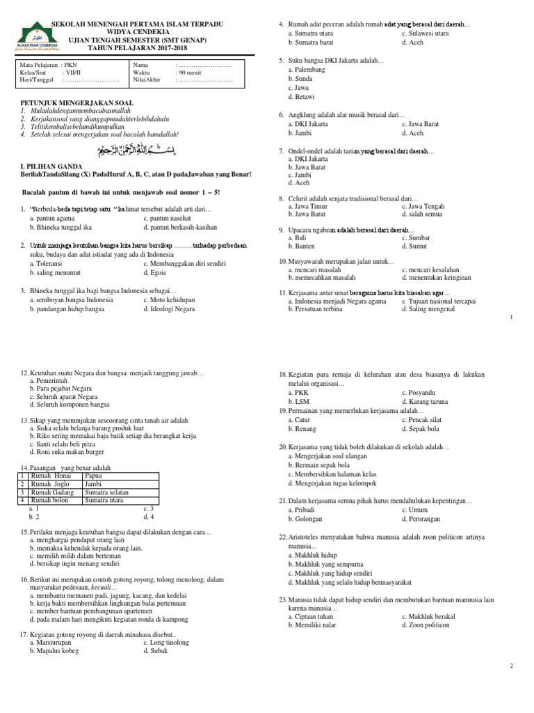 Soal UTS Kls 7 Genap | PDF