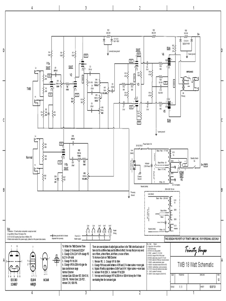 Trinity 18watt TMB Schematic v12 | PDF | Vacuum | Manufactured Goods