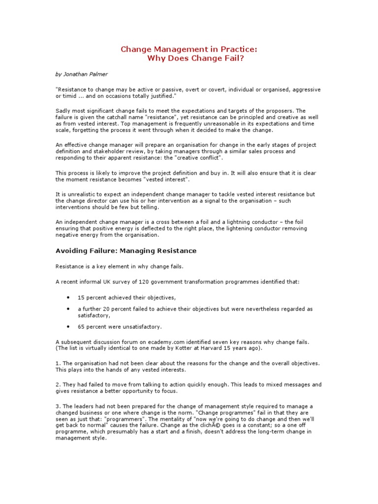 Change Management in Practice | PDF | Change Management | Behavioural Sciences