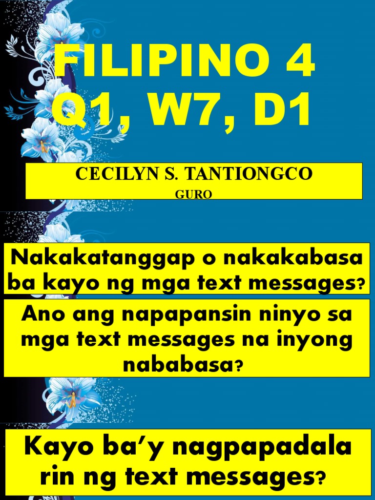 Filipino, Q1, W7, Pagbasa NG Text Messages | PDF