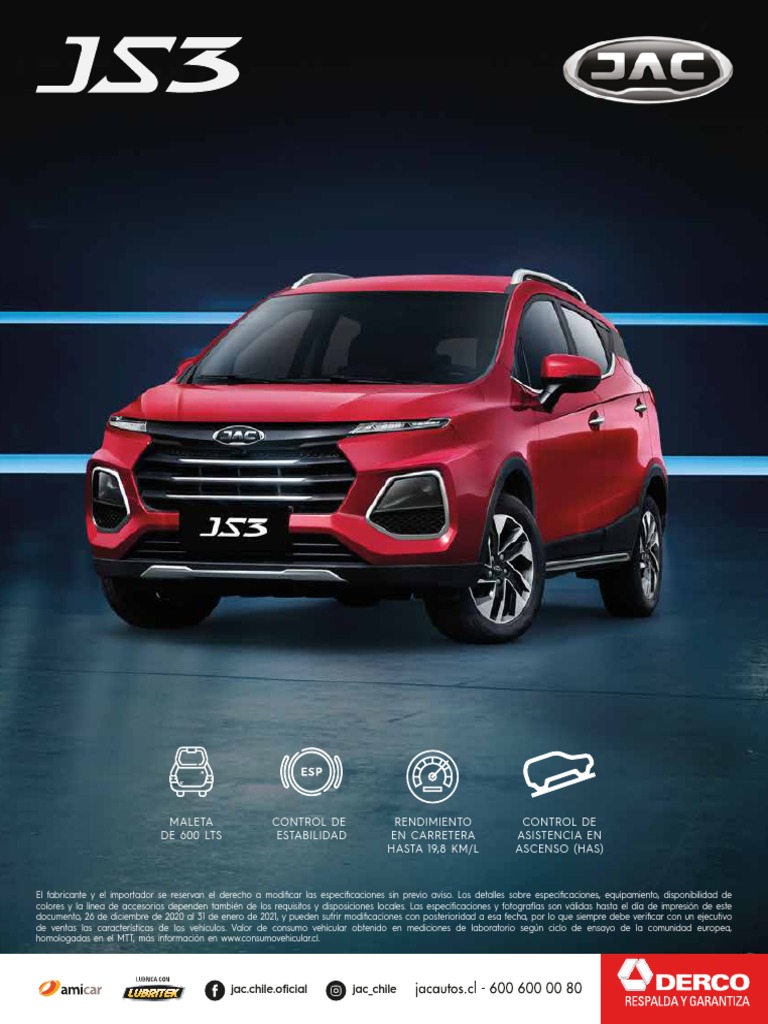 Especificaciones del JAC JS3 1.6 | PDF | Vehículos de ruedas | Vehículo de motor