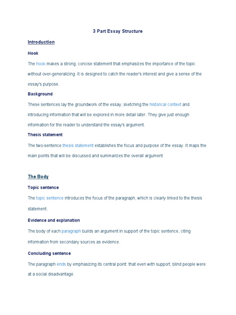 Three-Part Essay Structure Guide | PDF | Science & Mathematics