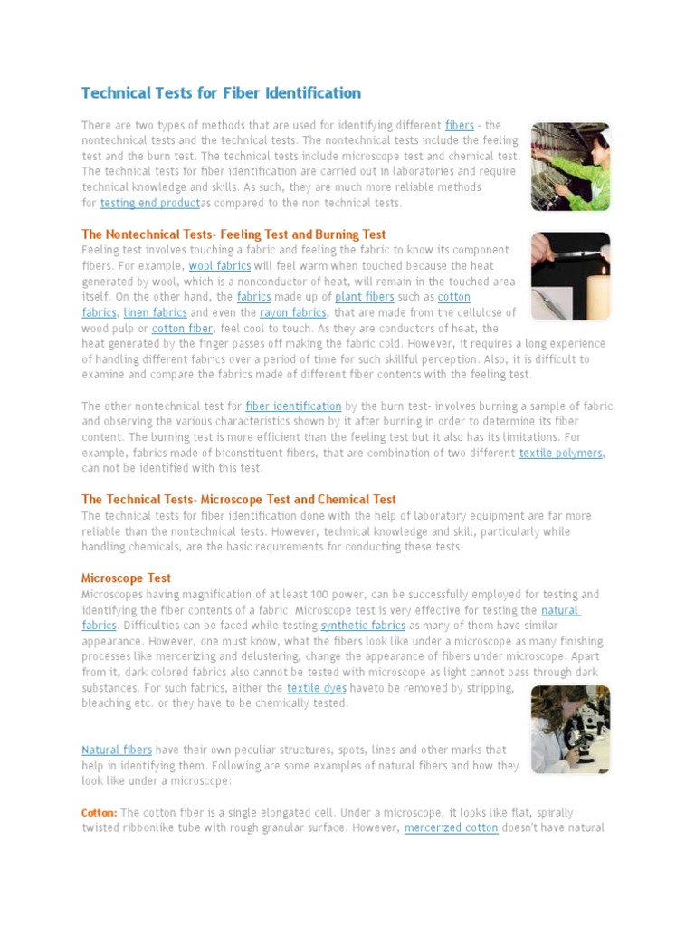 Technical Tests For Fiber Identification | PDF | Textiles | Rayon