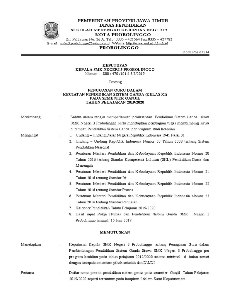 SK PKL Ta. 2019-2020 Ganjil | PDF | Karier & Perkembangan