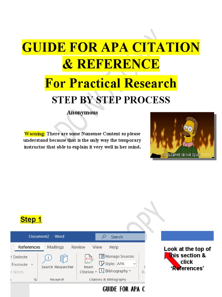For Dummies - APA Citation & Reference Pic Guide | PDF | Citation ...