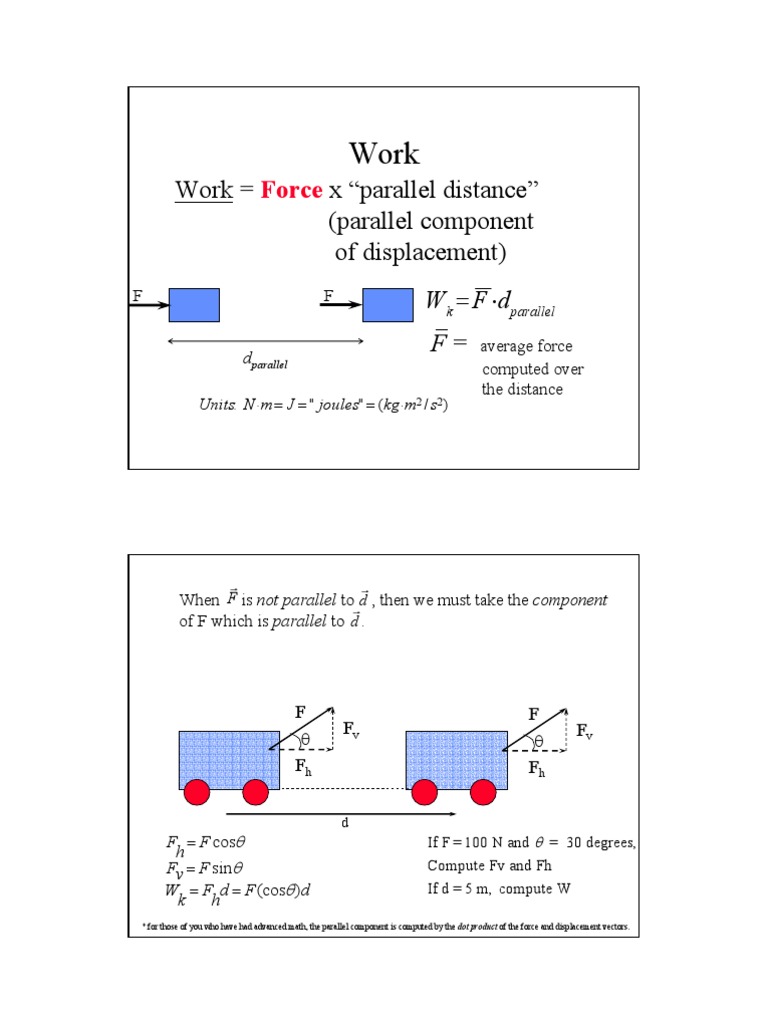 Work X "Parallel Distance" (Parallel Component of Displacement) | PDF ...