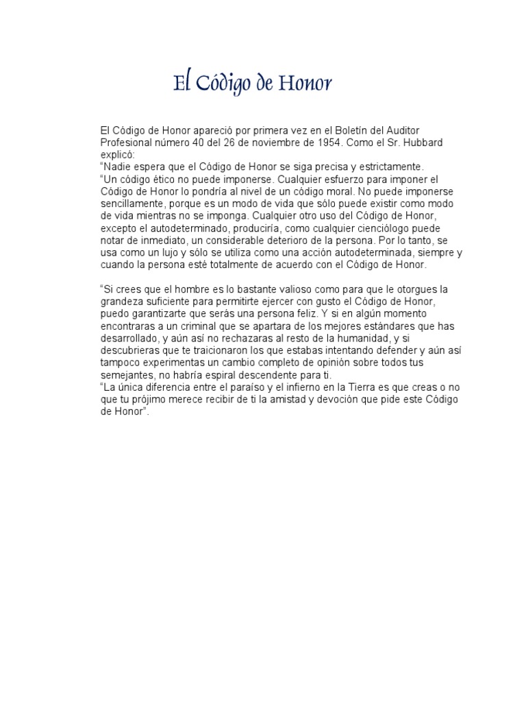 Codigo de Honor | PDF