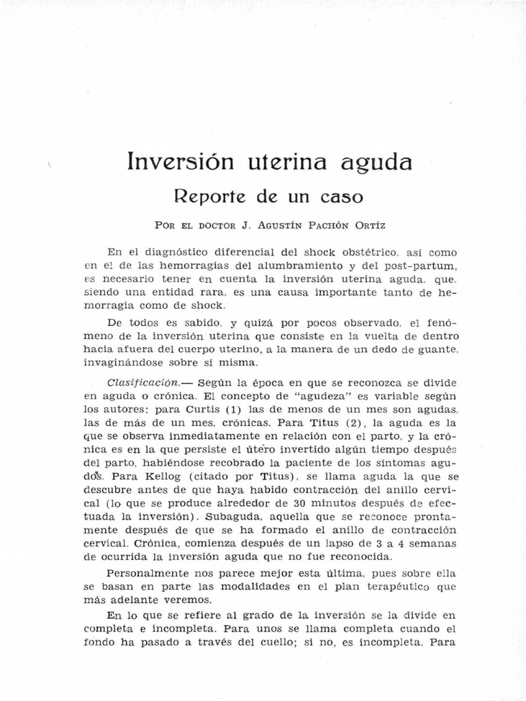 Inversión Uterina Aguda: Clasificación y Frecuencia | PDF | Parto | Vagina