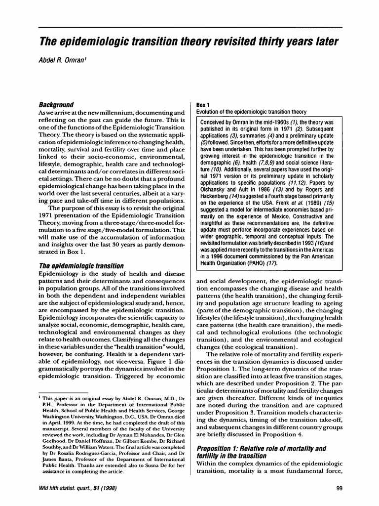 Epidemiologic Transition Update | PDF | Life Expectancy | Epidemiology