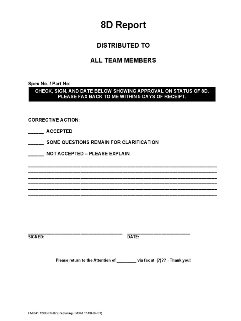 8D Report: Distributed To All Team Members | PDF | Computers
