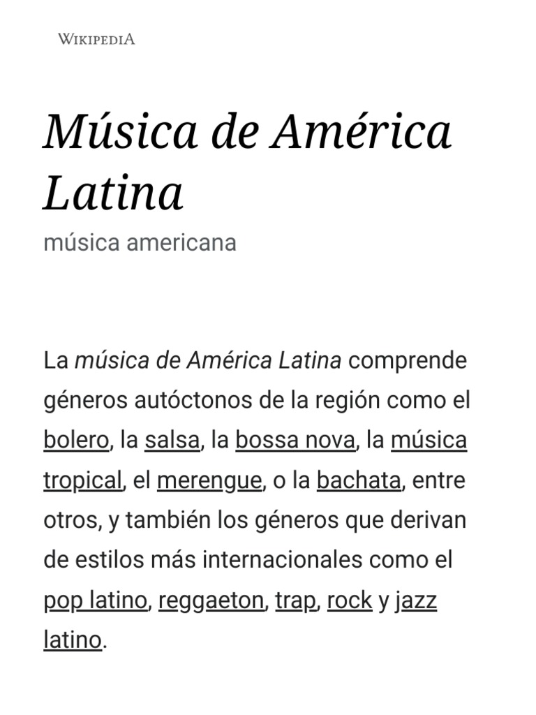 Música de América Latina - Wikipedia, La Enciclopedia Libre | PDF ...